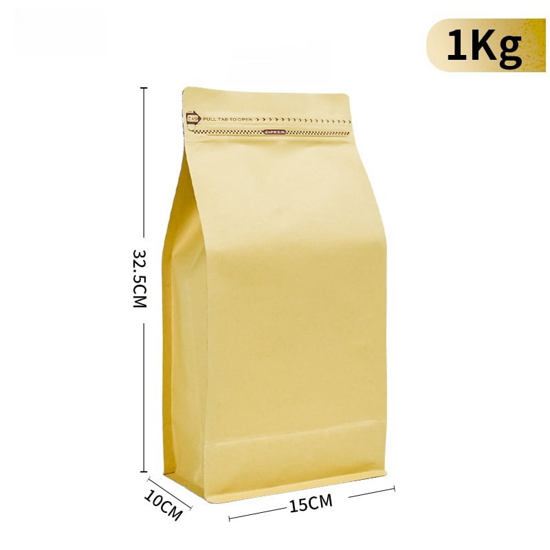 MingX 50pcs Kraft Paper White Coffee Beans Bag Packaging with Valve ...