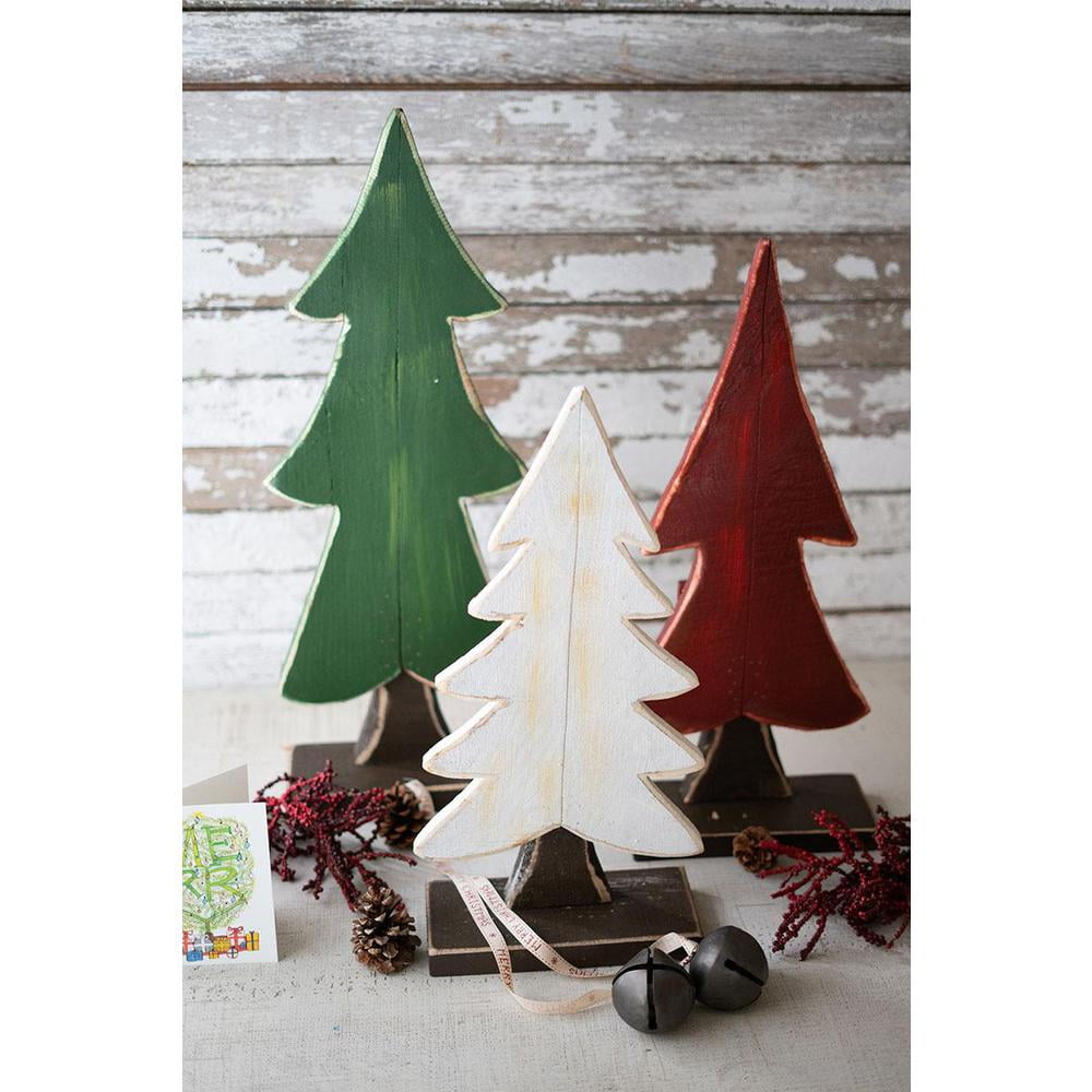 SET OF THREE PAINTED WOODEN CHRISTMAS TREES - ONE EA COLOR - Walmart.com