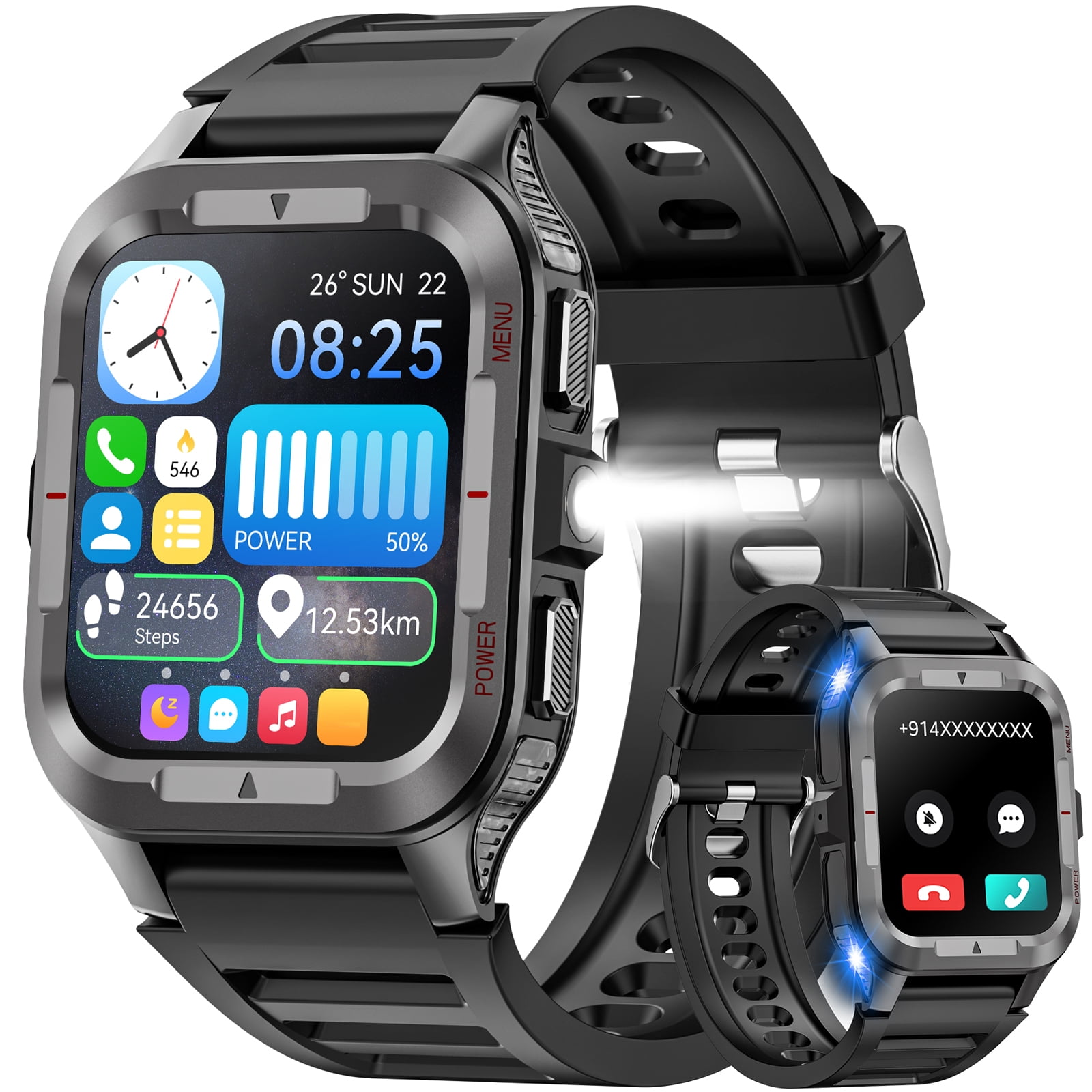 Mingdaln 1.83'' Military Smartwatch, Outdoor Fitness Tracker, IP67 ...