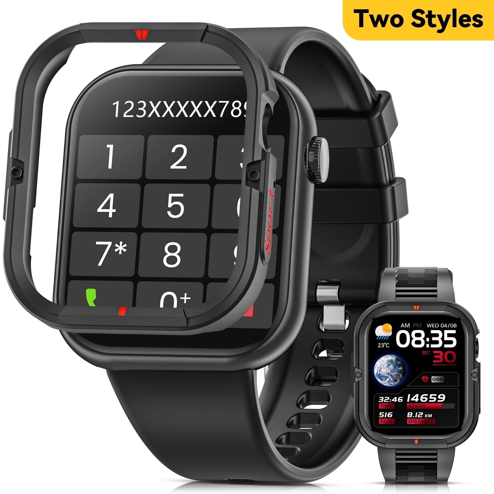 Mingdaln 1.85-inch Men's and Women's Military Smartwatch 1pc with ...