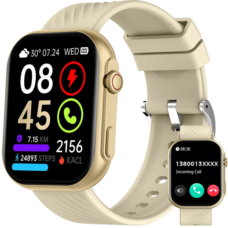 Mingdaln 2.0-Inch Classic Square Screen Sports Smartwatch, BT5.2 with ...