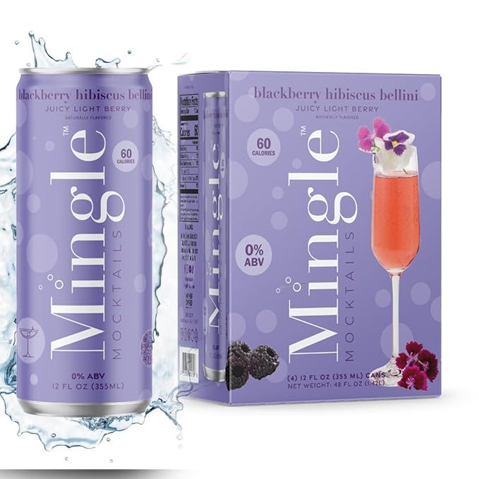 Mingle Mocktails Blackberry Hibiscus Bellini, Premium Non-Alcoholic ...