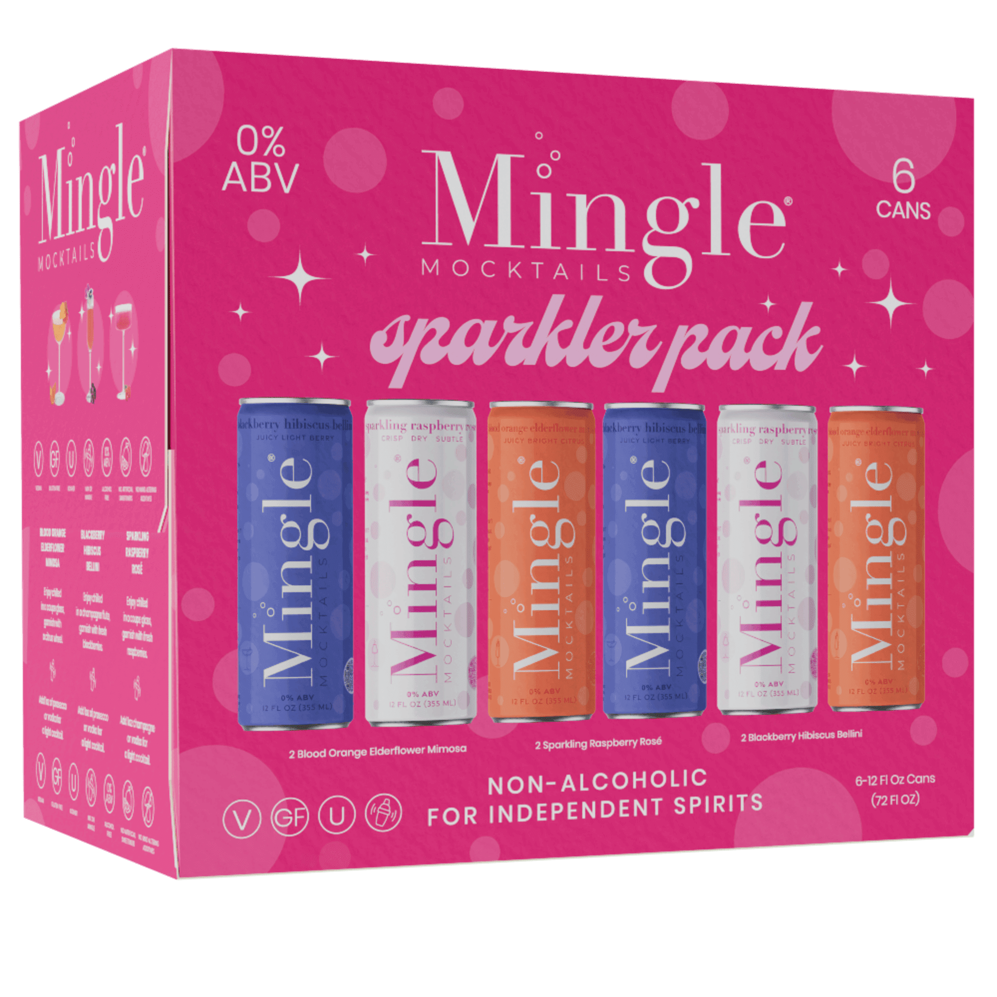 Mingle Mocktails Non-Alcoholic Assorted Mocktails Sparkler Variety Pack ...