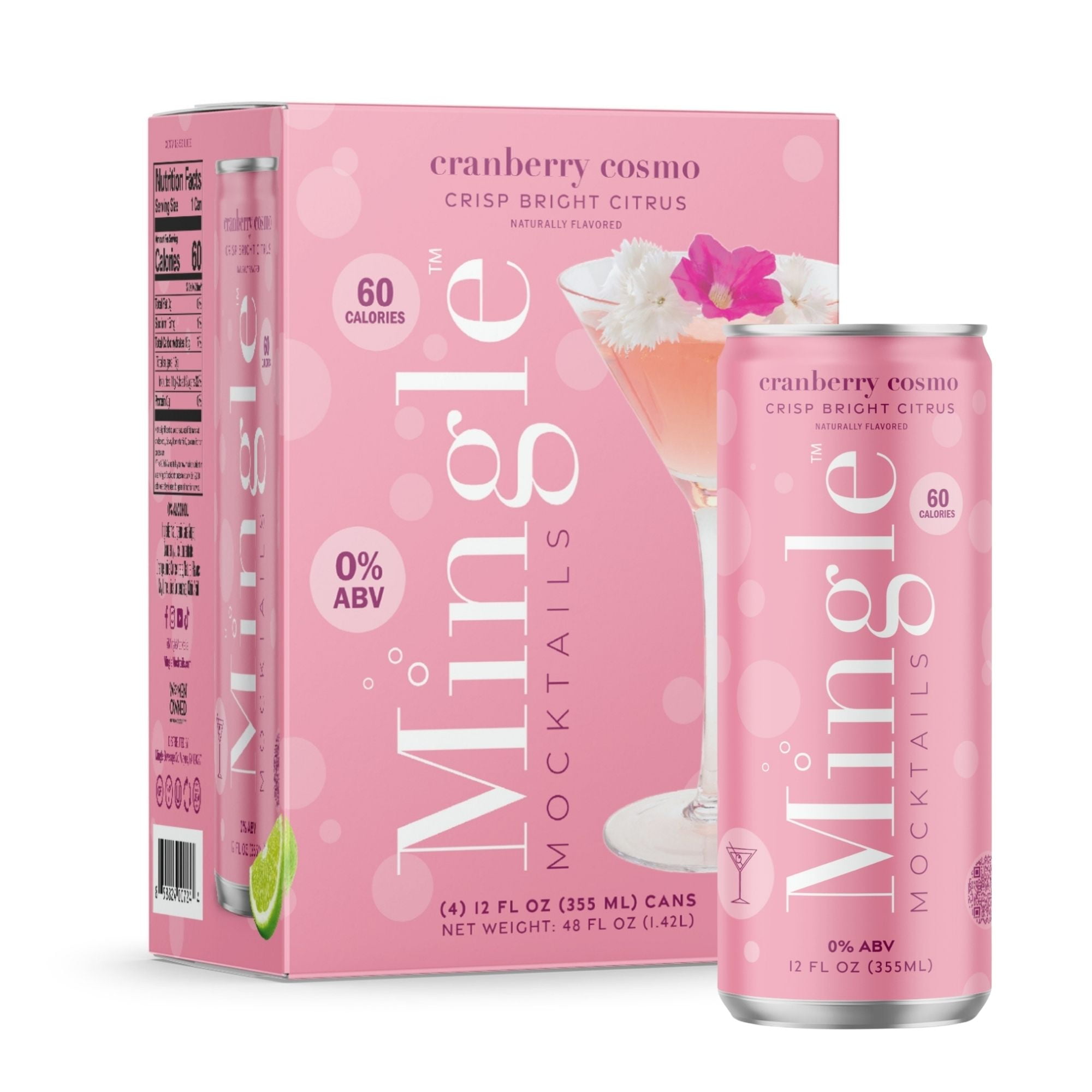 Mingle Mocktails, Cranberry Cosmo, Low Sugar Vegan Drink, 12 fl oz, 4 ...