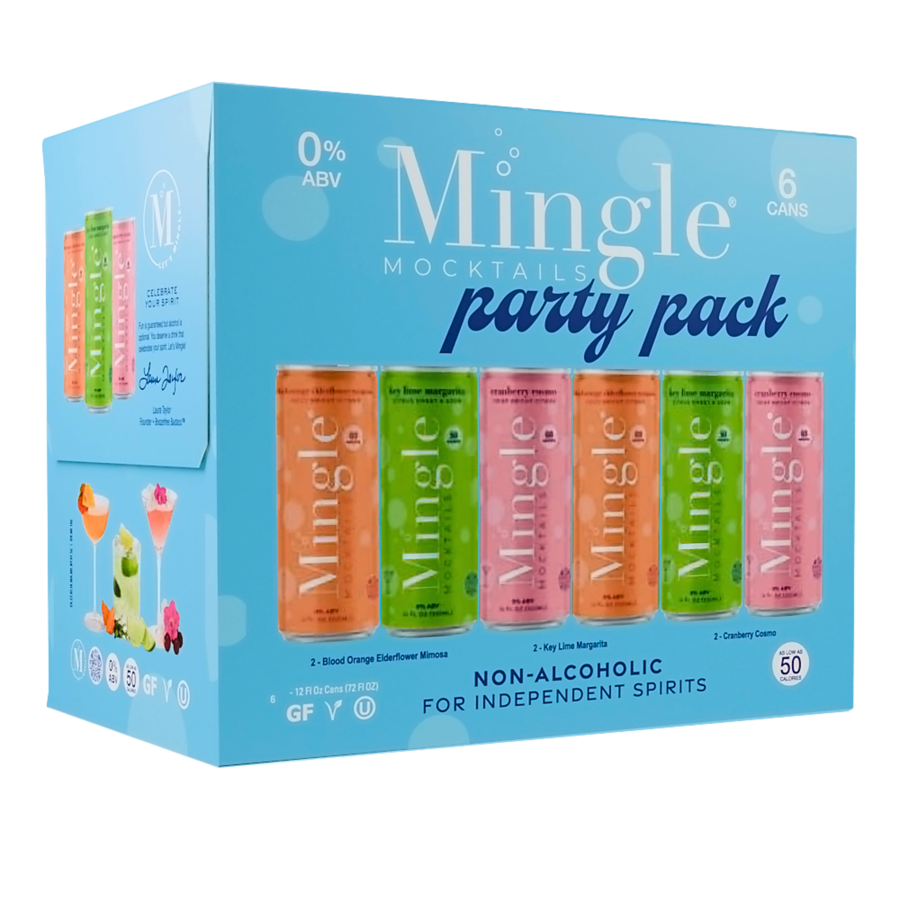Mingle Mocktails Non-Alcoholic Party Variety Pack, 6 Pack, 12 fl oz ...