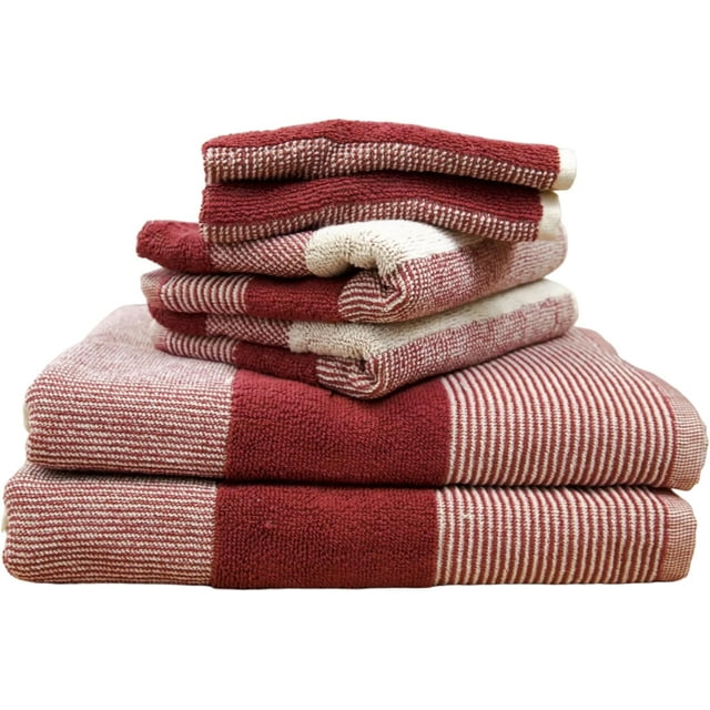 Mingled Check - Terracotta - 6pc Set (2 Bath + 2 Hand + Wash) - Walmart.com