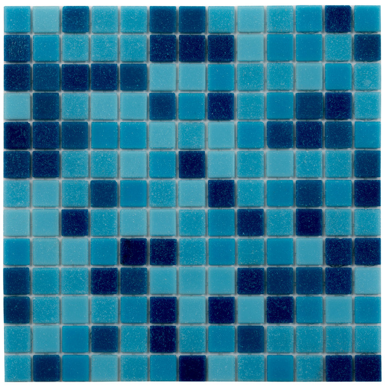 Mingles 12 in. x 12 in. Glossy Pacific Blue Glass Mosaic Wall and Floor ...