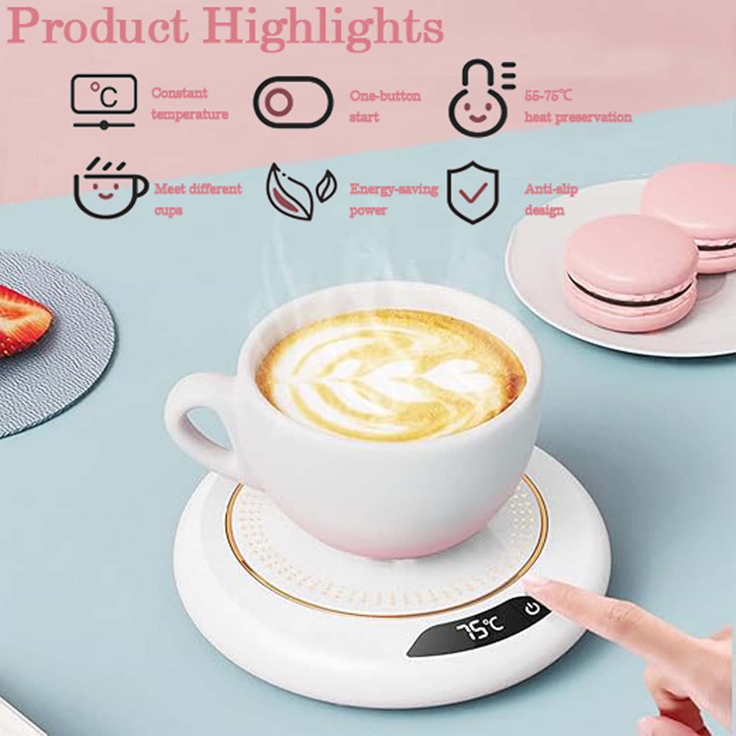 Mingsci Heated Coffee Mug Warmer, 3 Temperature Setting, USB Plug-In ...