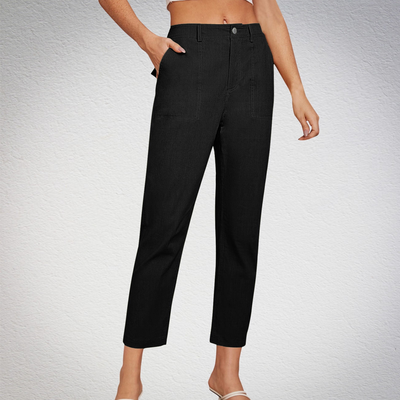 Mingw Beach Vacation Clothes for Women Elastic Drawstring Capri Pant ...