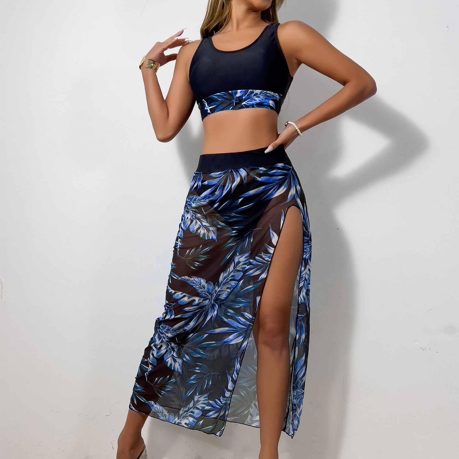 Mingw Beach Vacation Clothes for Women Women's New Fashion Split Swimsuit Sexy Casual Bikini ...