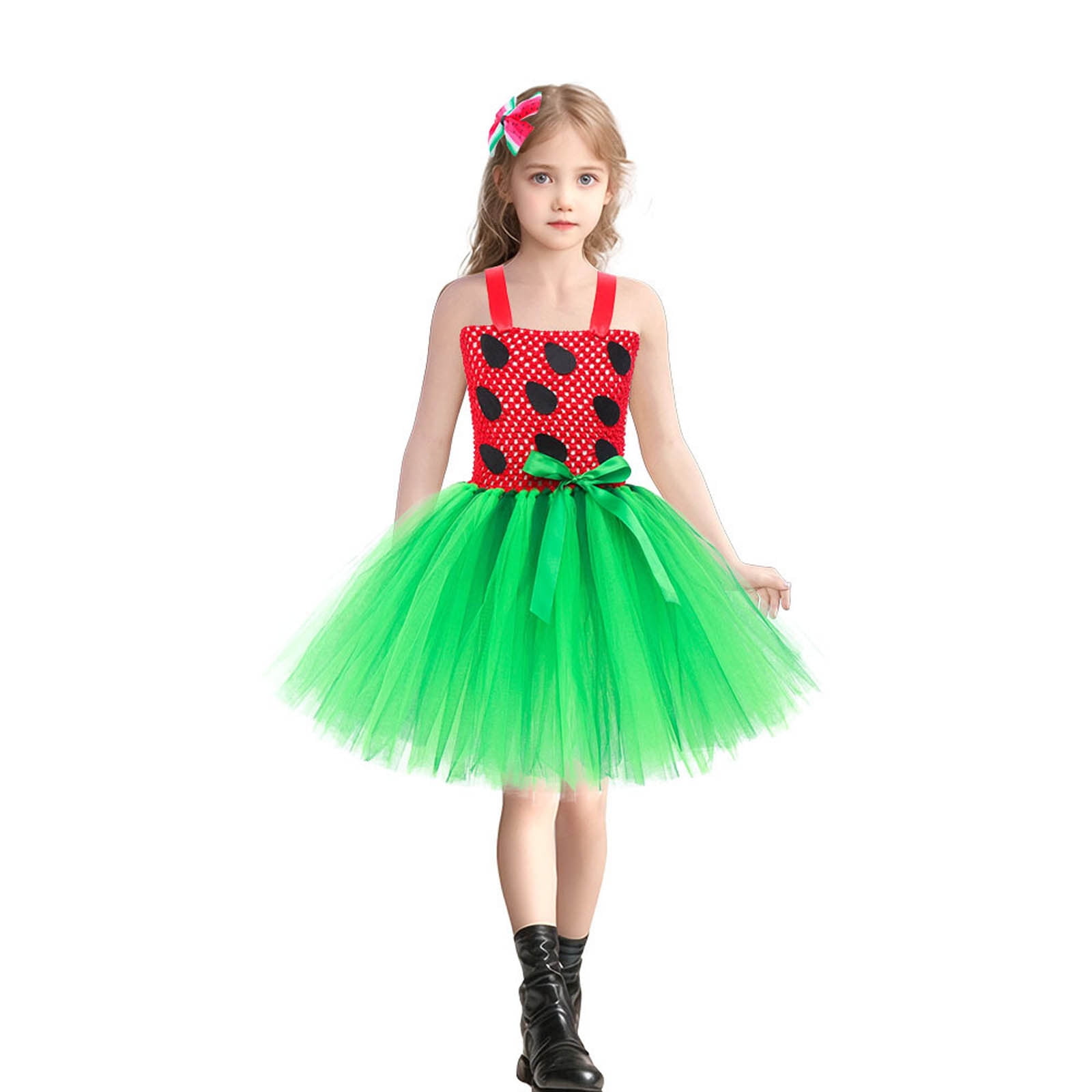 Mingw Tween Grils Dress Chiffon Layered Costume,M,Red - Walmart.com