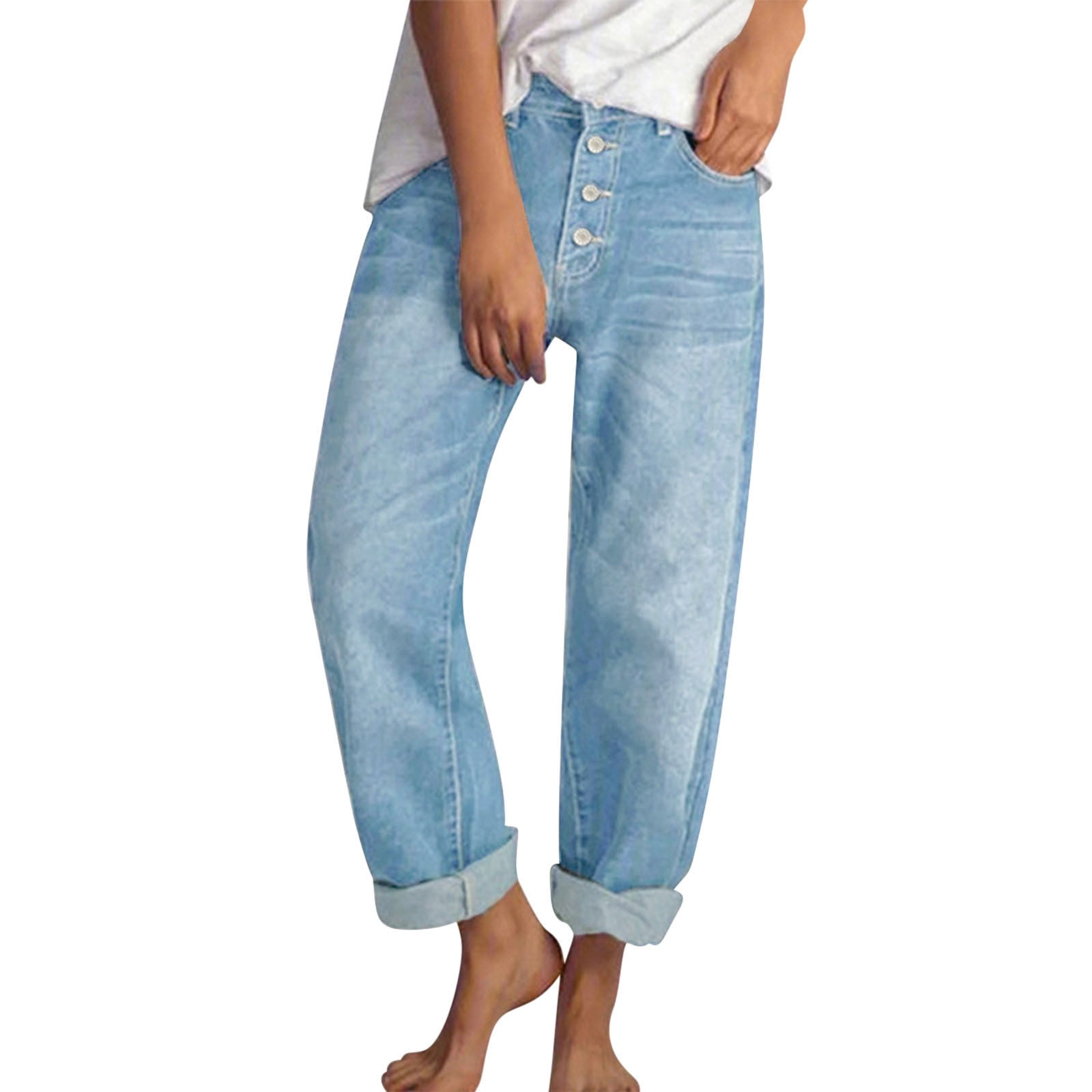 Mingw Womens Cropped Jeans Baggy Barrel Jeans Loose Fit Wide Leg Pants Mid Rise Ankle Denim ...