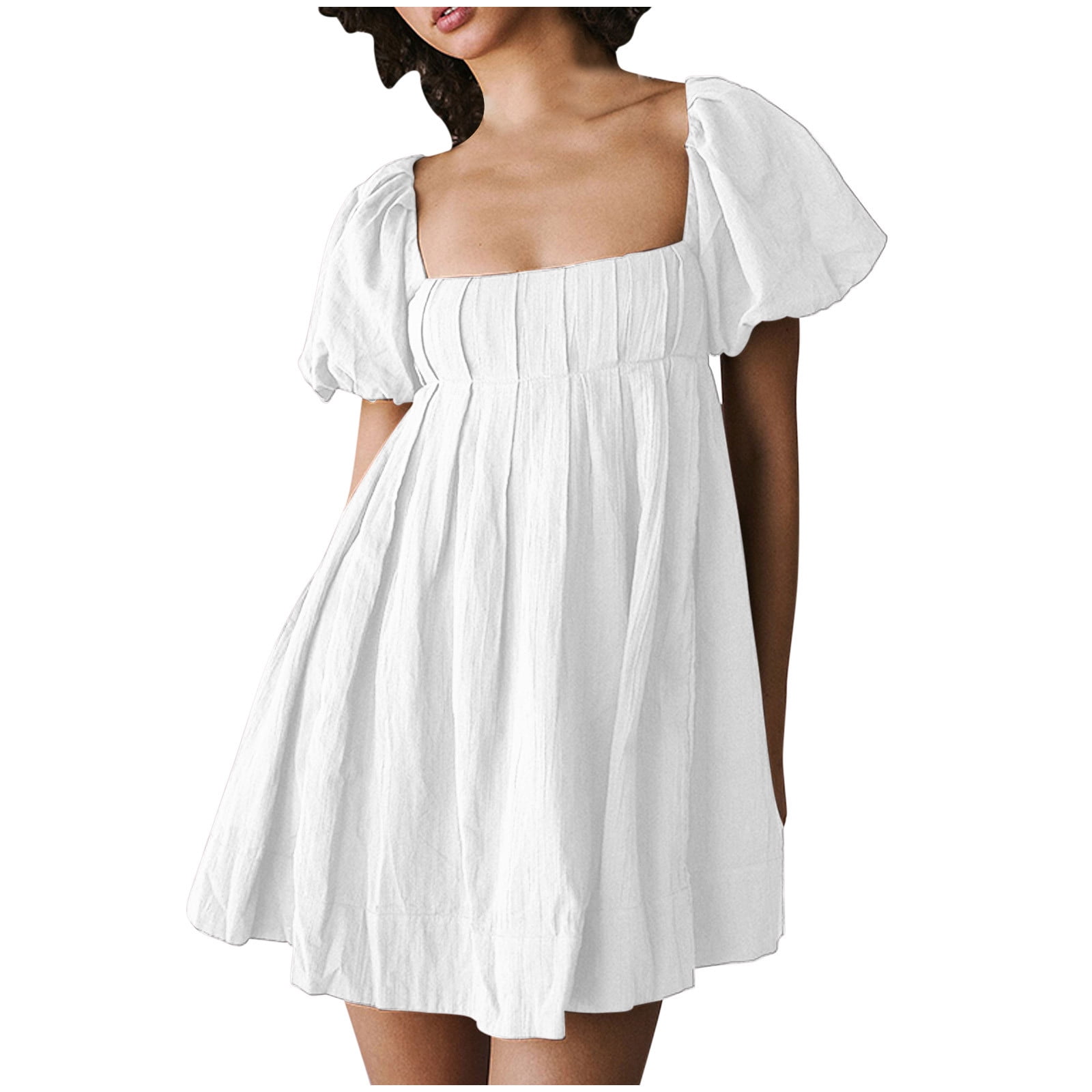 Mingw Womens Mini Dress Summer Cap Short Sleeve Square Neck Sweet ...