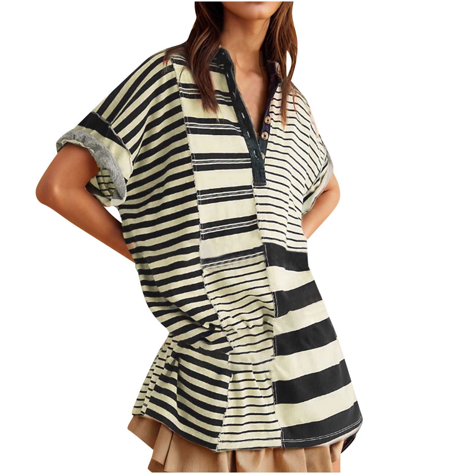 Mingw Womens Summer Color Block Dresses for Women Button Up Short ...