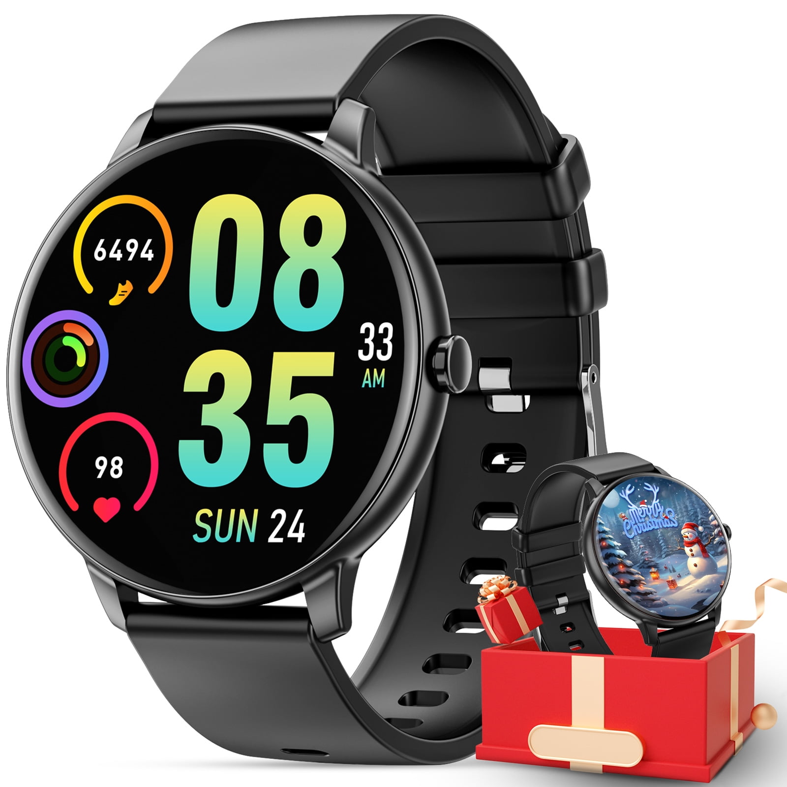 Mingwear 1.39-Inch Round Screen Men's and Women's Smartwatch with ...