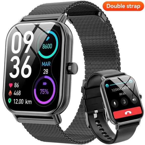 iTime Smart Watch with Bluetooth and Fitness Monitor, Black - Walmart.com