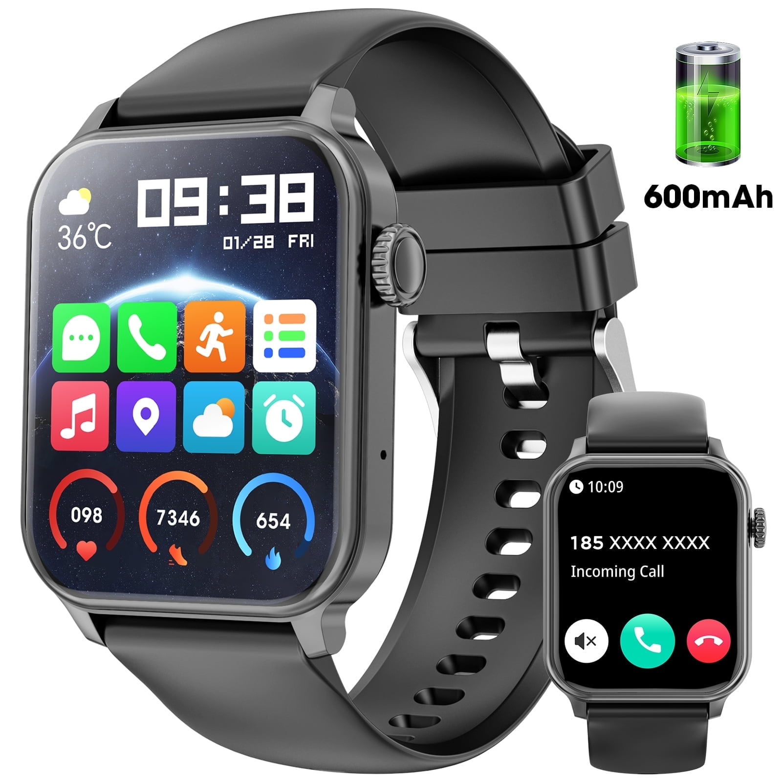 Mingwear Smartwatch, Water Resistant, 1.32-inch Touch Display, Fitness ...