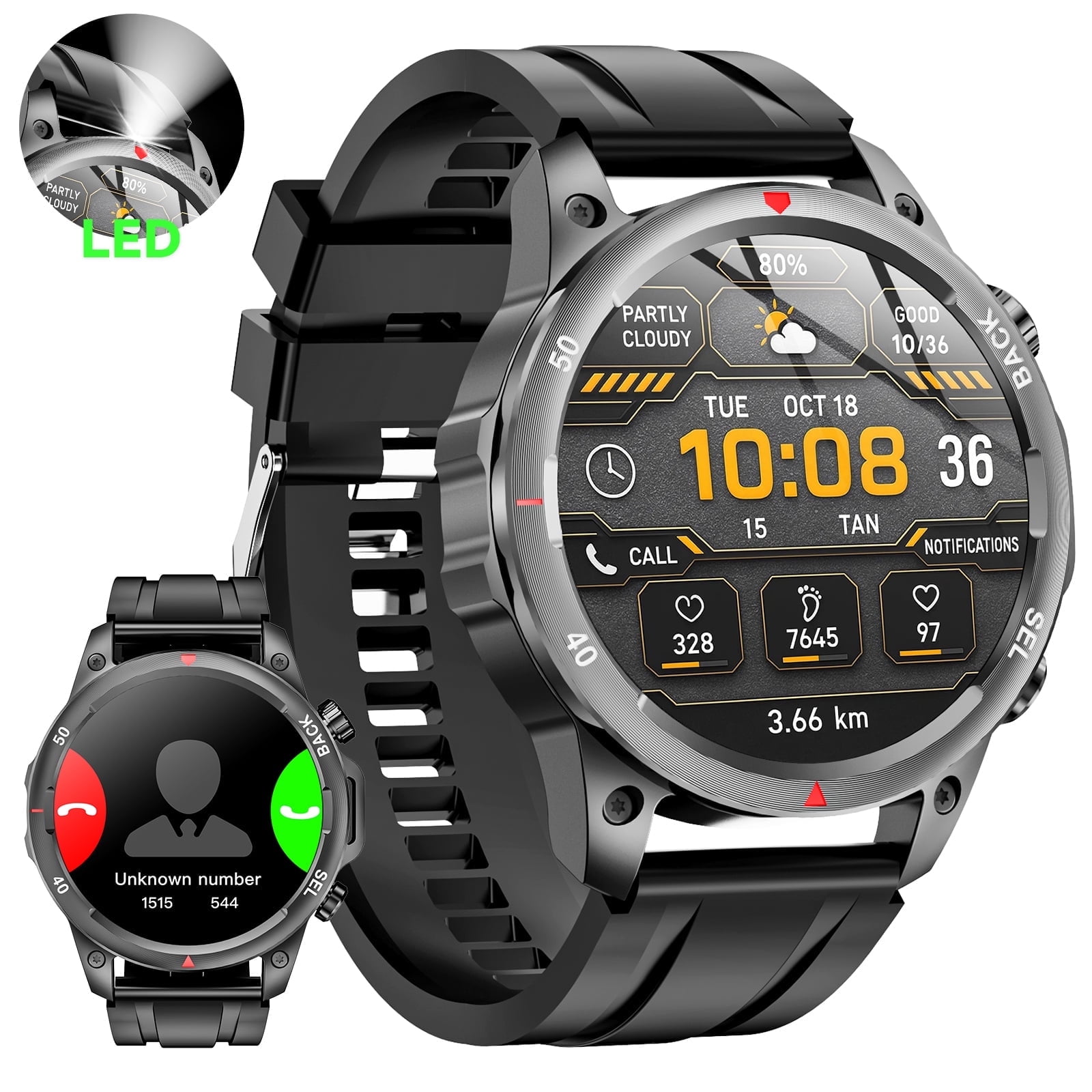Mingwear 1.53-Inch Men's Military Smartwatch fits for Android and ...