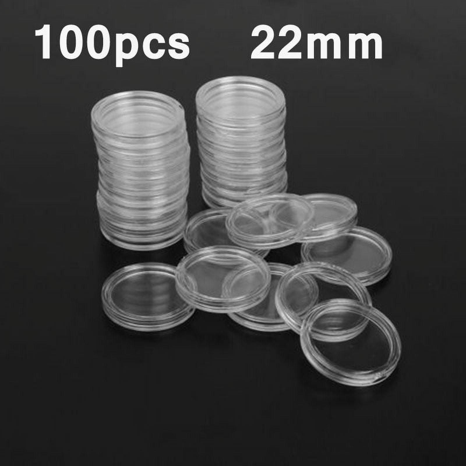 Mingyiq 100Pcs 22mm Clear Round Plastic Coin Capsules Container Storage ...