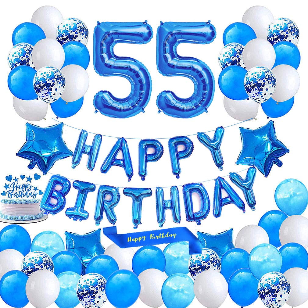 Minhero Lee Blue FEV6 55th Birthday Decoration Happy Birthday Banner ...