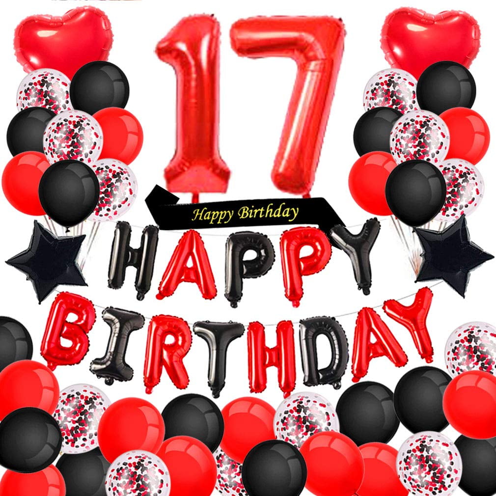 Minhero Lee Minhero 17th Birthday Decorations Red H2FSDBlack Birthday ...