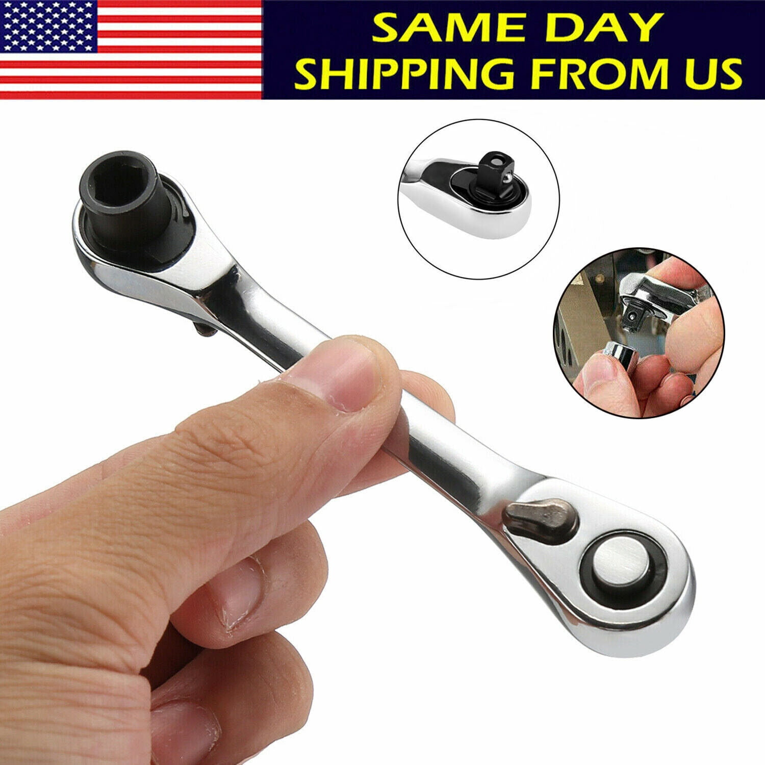 Mini 1/4inch Double Ended Quick Socket Ratchet Wrench Rod Screwdriver ...