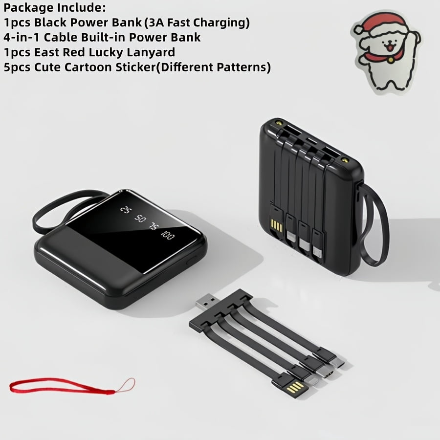 Mini 10000mAh Power Bank with 22.5W Fast Charging, Built-in 4 Cables ...