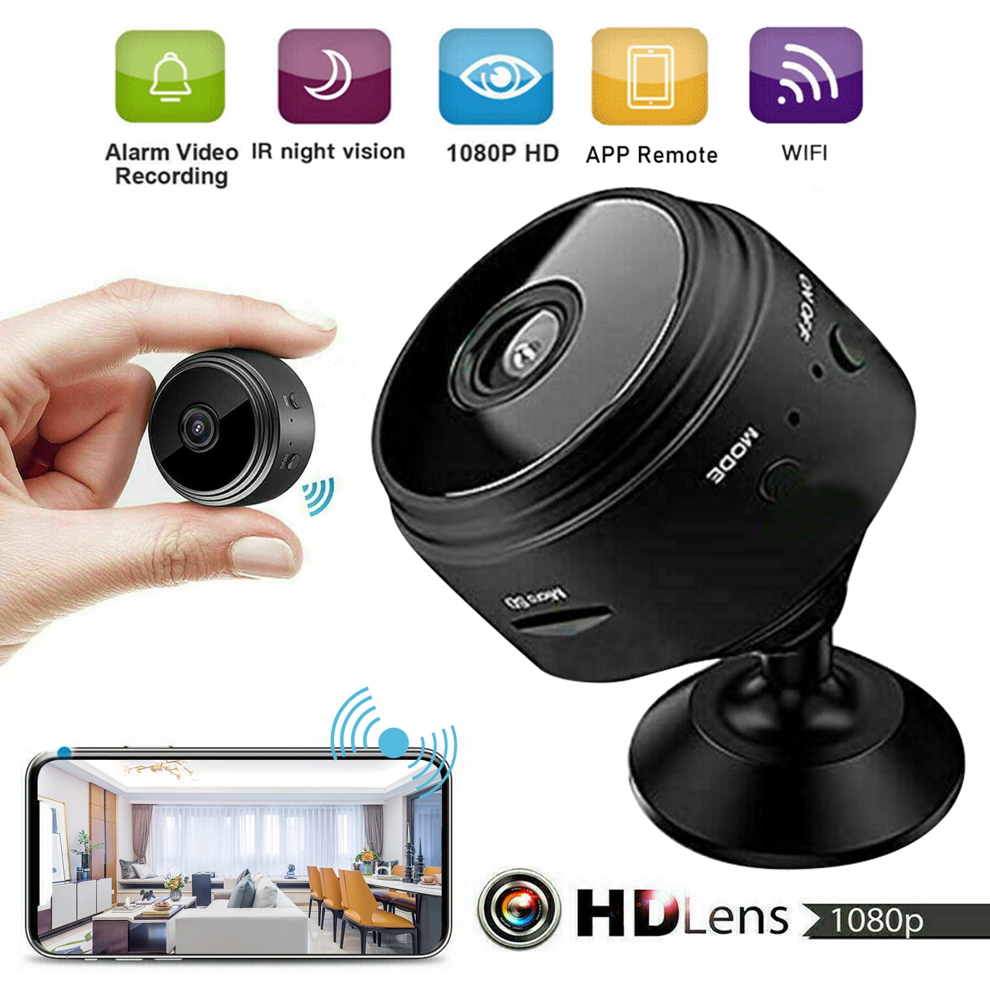 Mini HD Wireless Baby Monitor, 1080P IP Security Camera, Night Vision ...