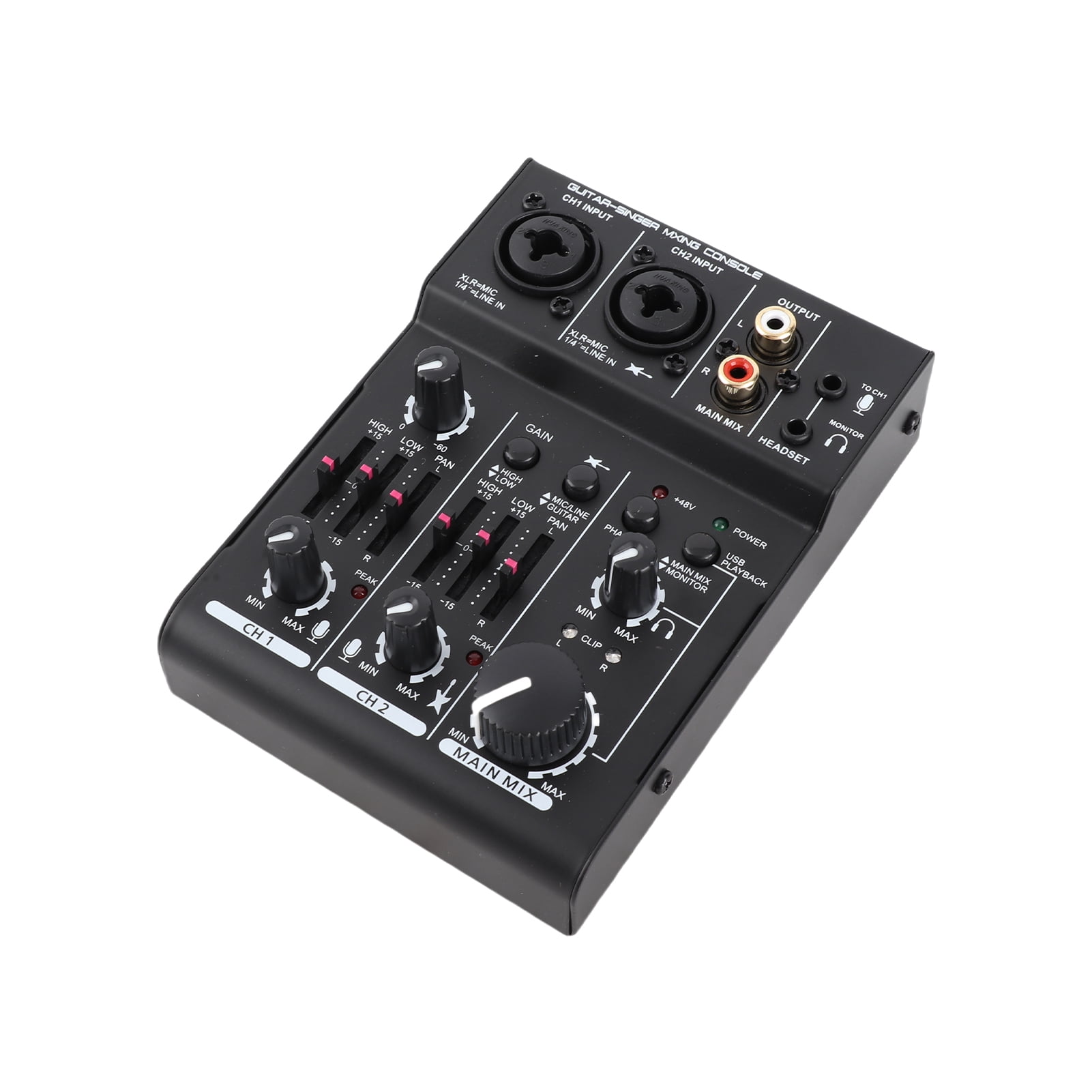 Mini 2 Channel Sound Card Mixing Console Digital Audio Mixer Built in ...