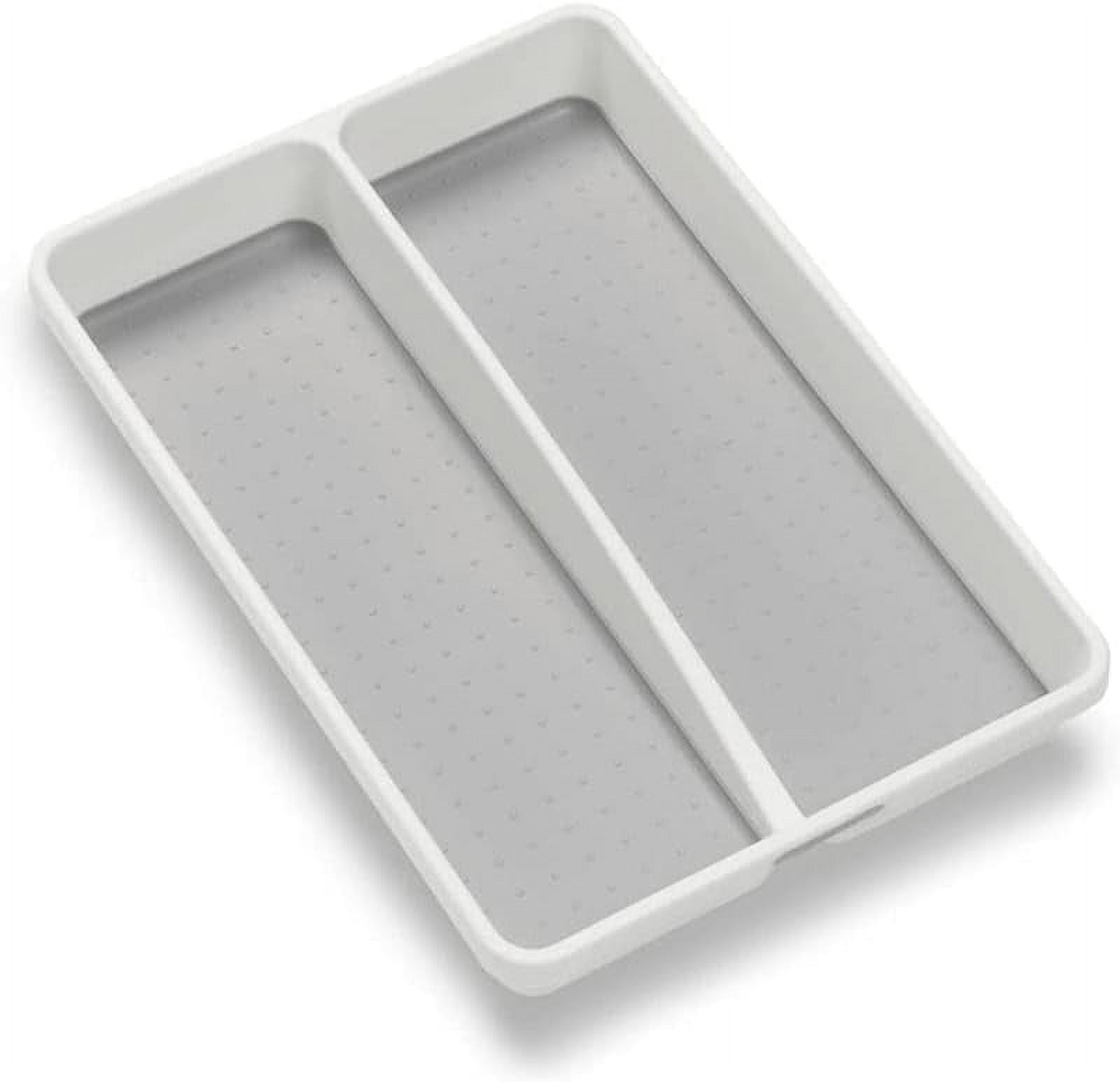Mini 2 -Compartments Plastic Utensil Tray for Drawers Organizer White ...