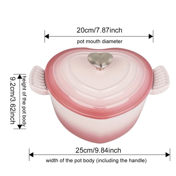Mini 2-Quart Pink Enameled Cast Iron Dutch Oven with Heart-Shaped Lid ...