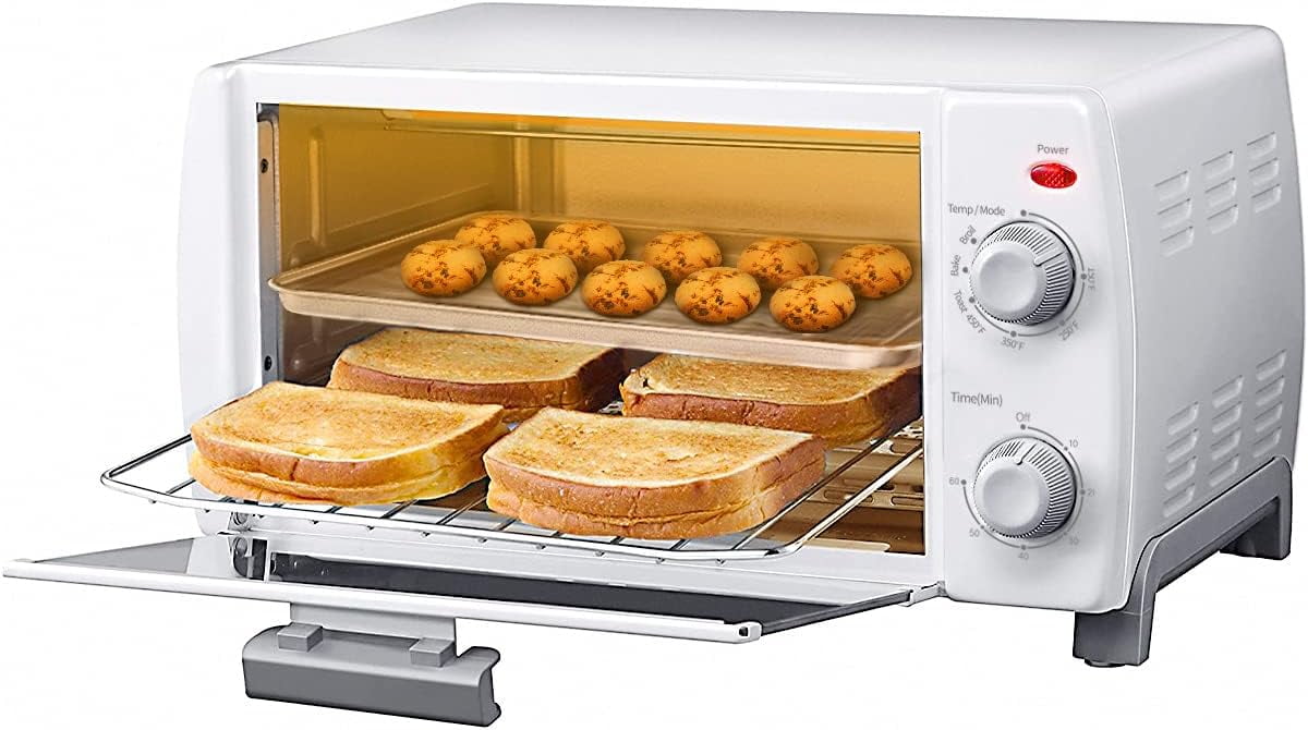 Mini 2-Slice Toaster Oven, Countertop toaster oven, 2-Knobs Easy to ...