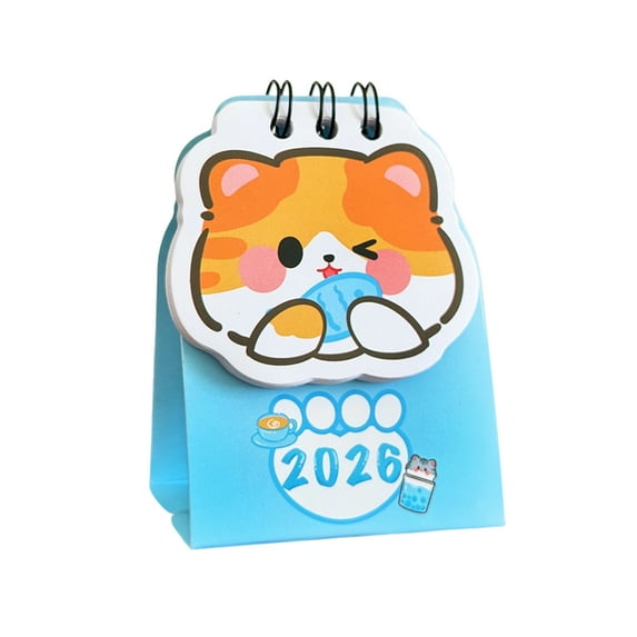 Mini 2026 Desk Calendar Cartoon Cat Desktop Daily Organization To Do ...