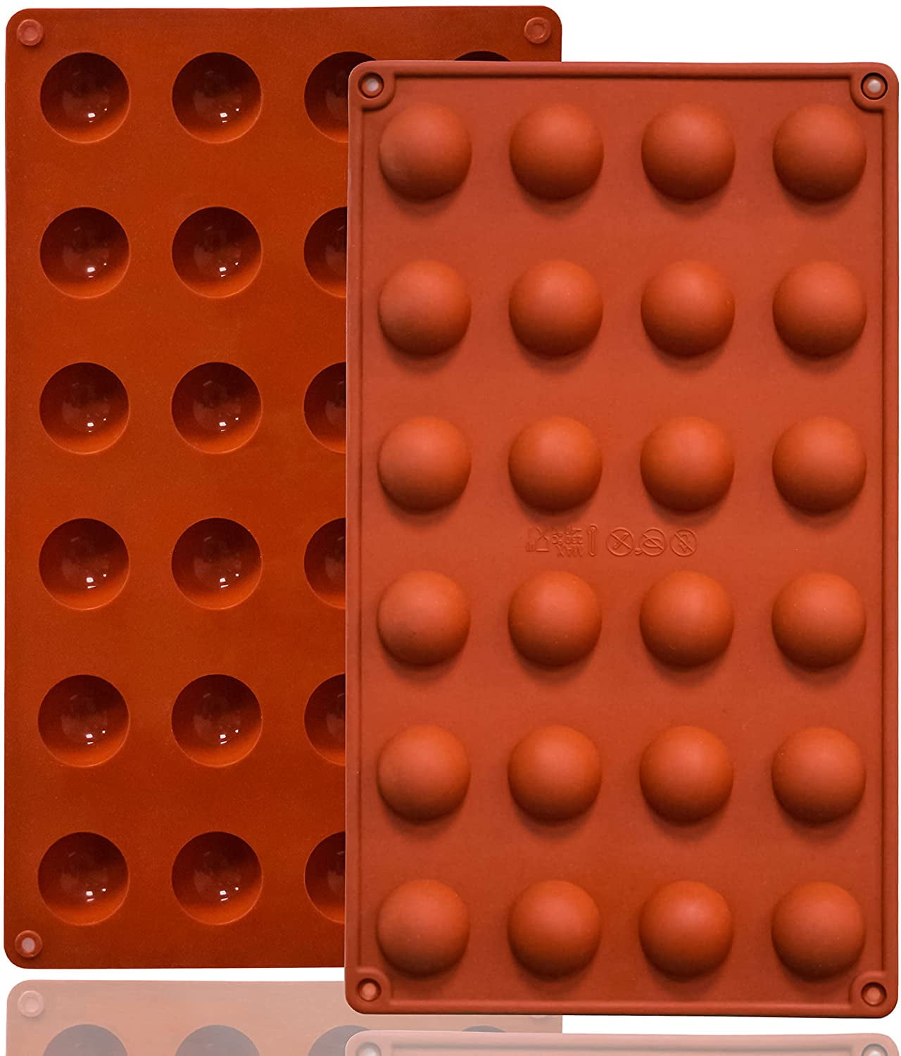Mini 24-Cavity Semi Sphere Silicone Molds Non-Stick, 2 Packs Half ...