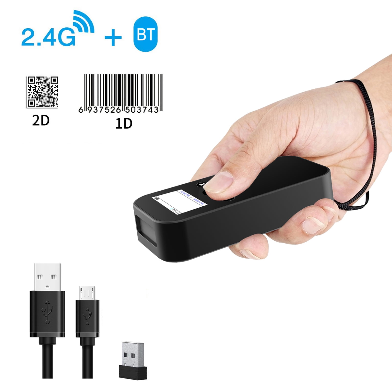 Mini 2D 1D Wireless USB 2.4G BT Barcode Scanner With Screen Display ...