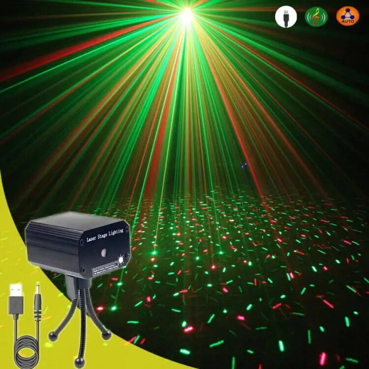 Mini 2in1 R&G Laser Full Star Patterns Projector DJ Dance Disco Bar ...