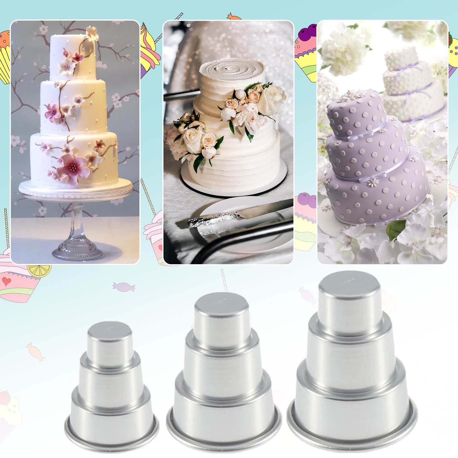 Mini 3 Layer Cake For Mold Aluminum Alloy Cake For Mold Non-Stick Pan ...