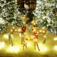 Moclever 2D Lighted Christmas Reindeer & Sleigh Set, Indoor Outdoor ...