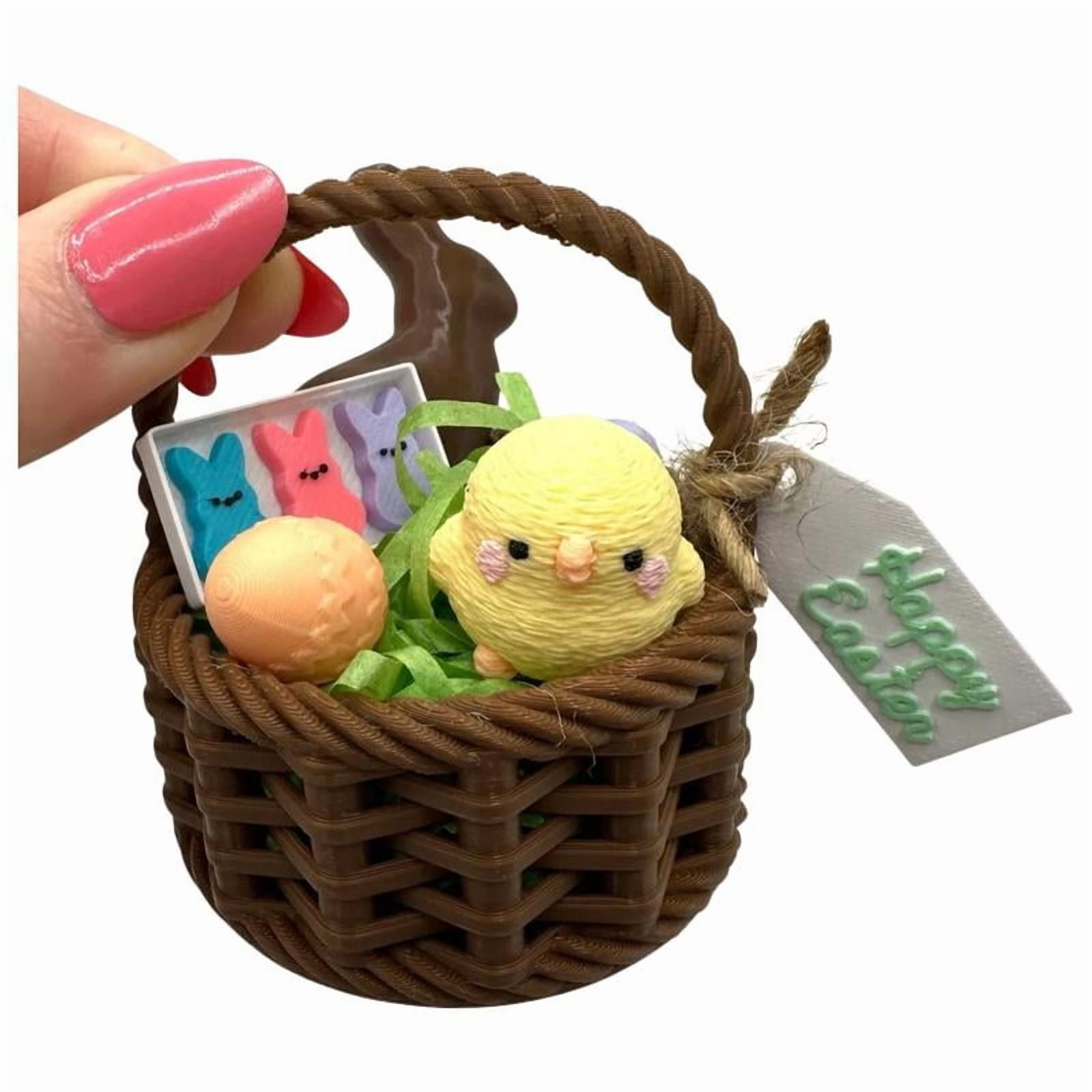 Mini 3D Printed Easter Basket w/ “Chocolate” Bunny, “Plush” Chick, Mini ...