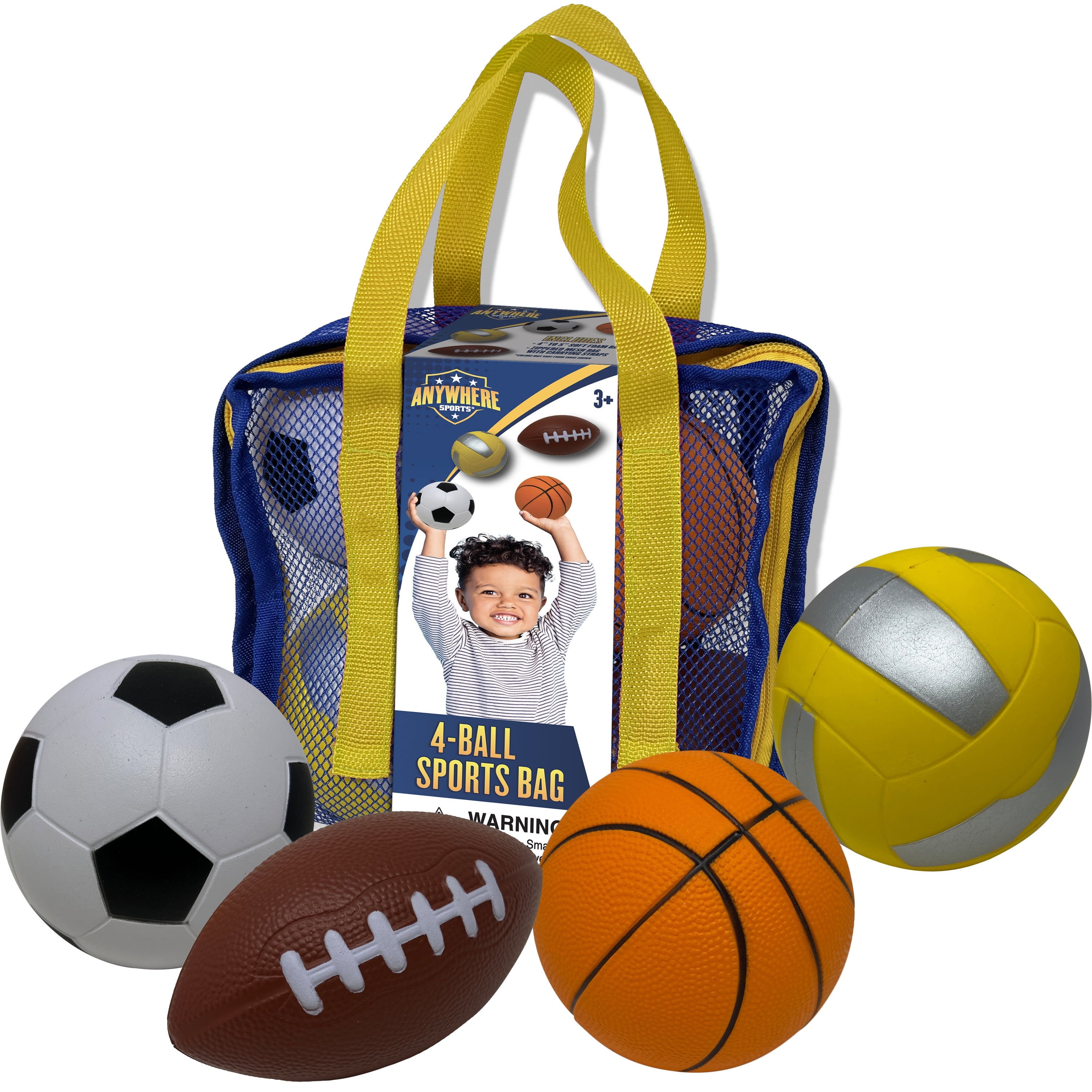 Mini 4-Ball Sports Bag - Soft Foam Balls Set for Kids - Basketball ...