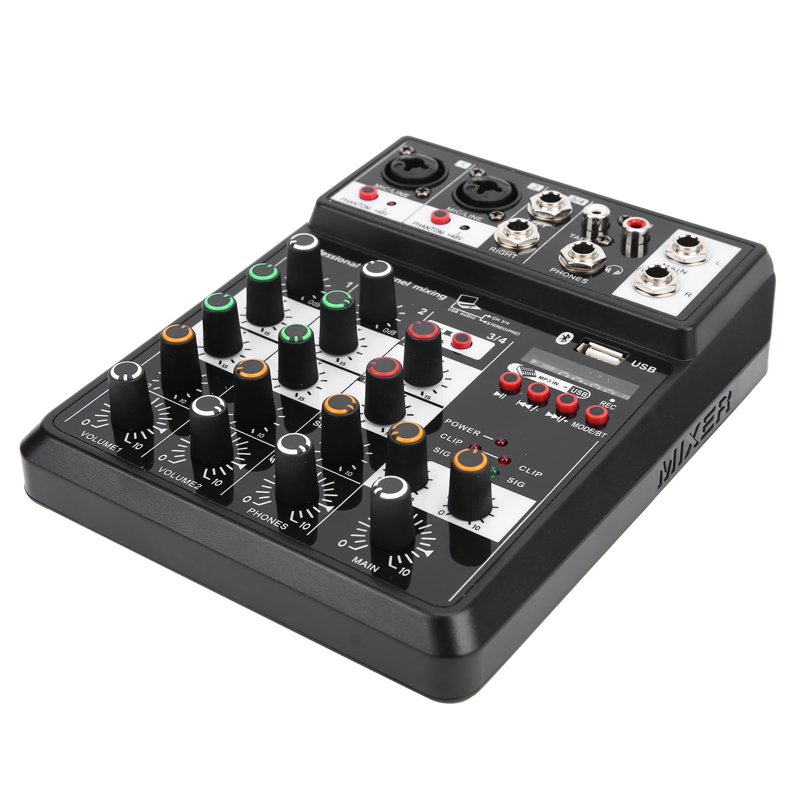 Mini 4 Channel Sound Card Mixer Console: USB Audio Interface For PC ...