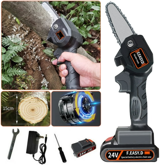 Mini 4-Inch Cordless Electric Chainsaw - Portable 24V Electric Chainsaw ...