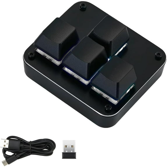 Mini 4-Key Programmable Keyboard: WASD, Tri-Mode 2.4G/BT/USB-C, Red ...