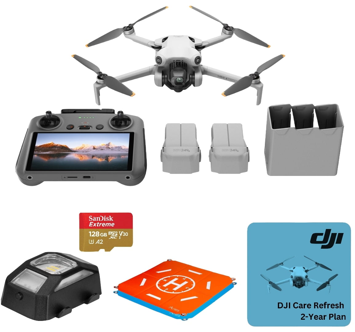 DJI Mini 4 Pro Drone Combo with 2x 128GB Card, 2-Year Care Plan ...