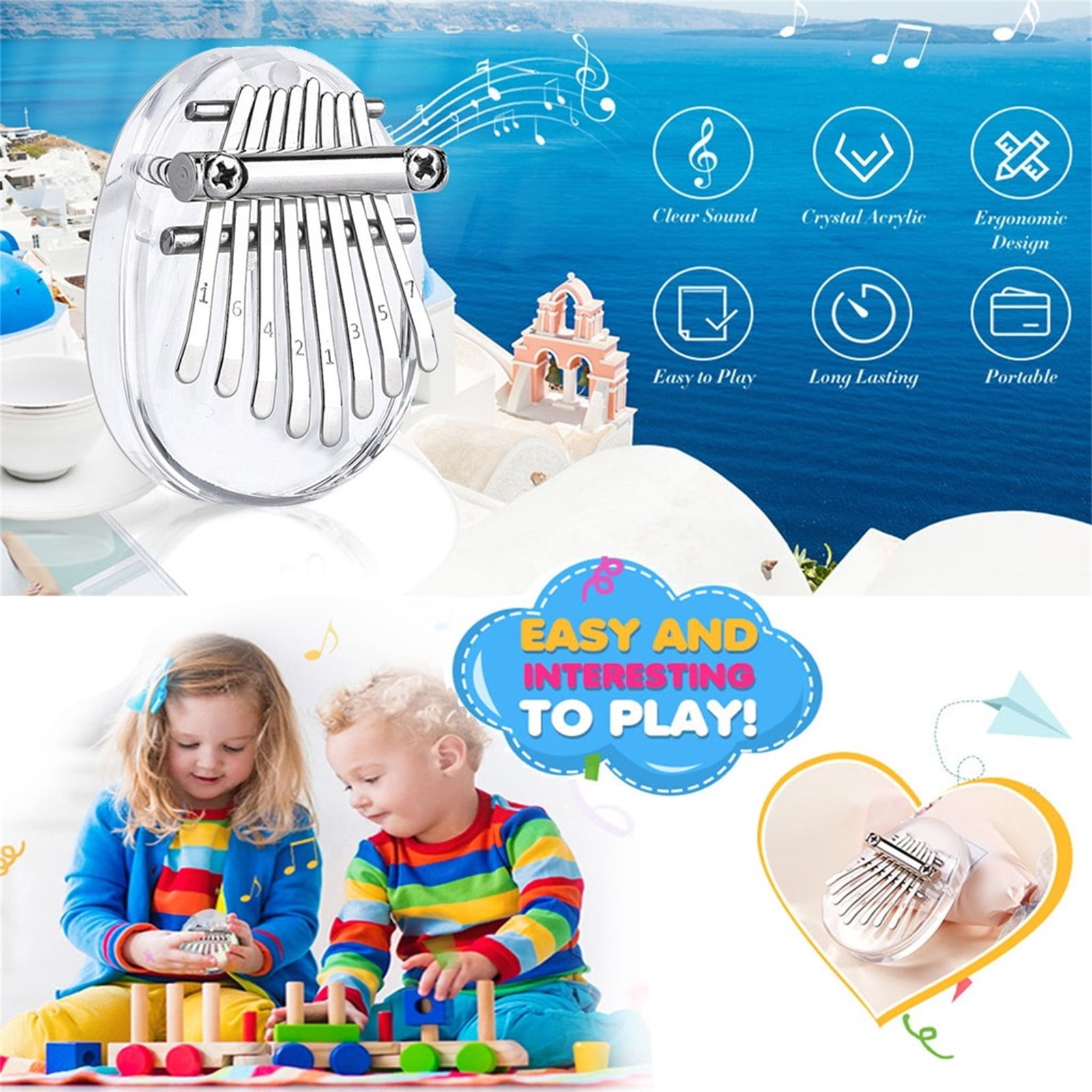 Mini 5-Finger Thumb Organ, Portable Plastic Finger Flute, Transparent ...