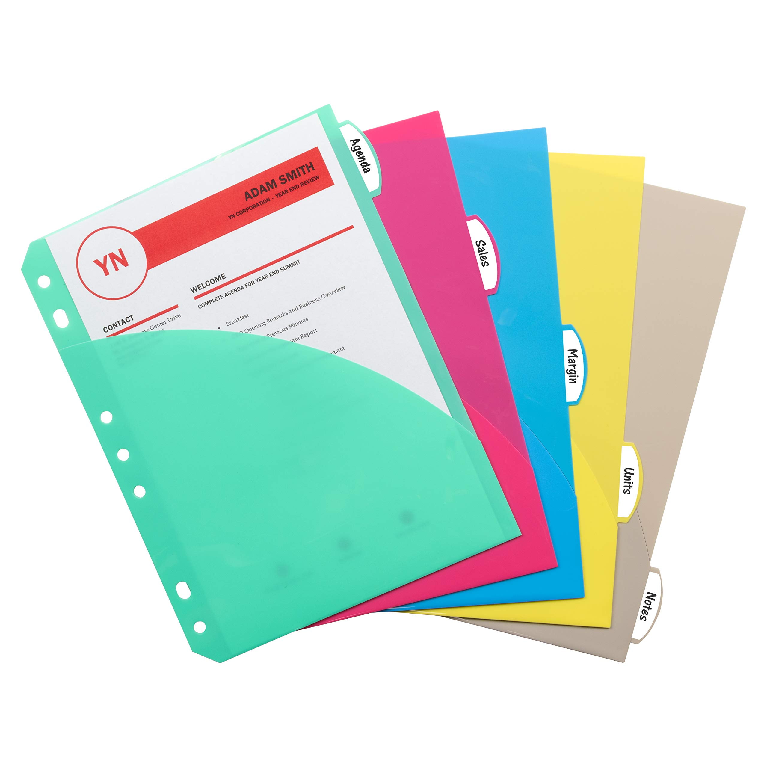 5-Tab Mini Binder Dividers with Pockets, Universal Fit for 5.5x8.5 6x9 ...