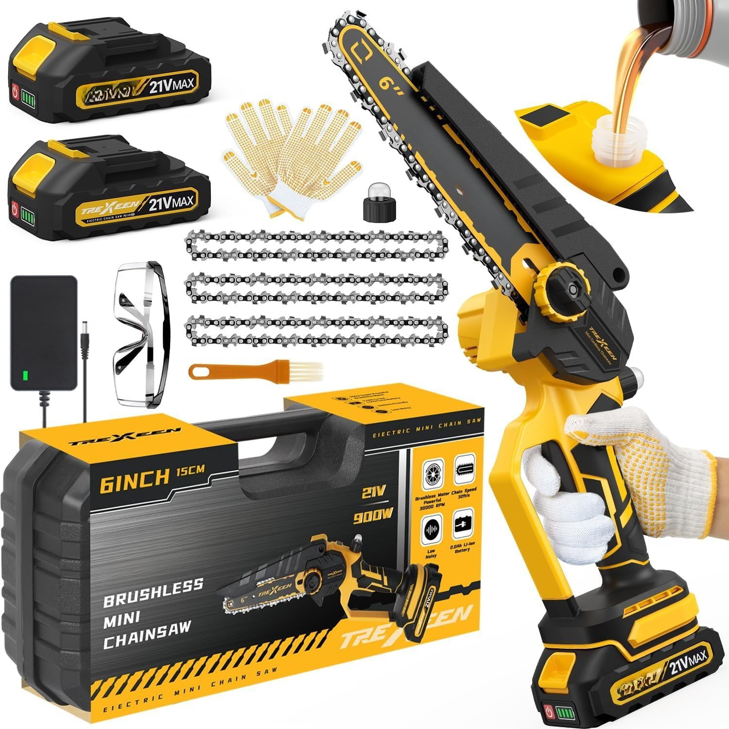Mini , 6-Inch Cordless, Upgraded 900W Brushless Portable Handheld Small ...