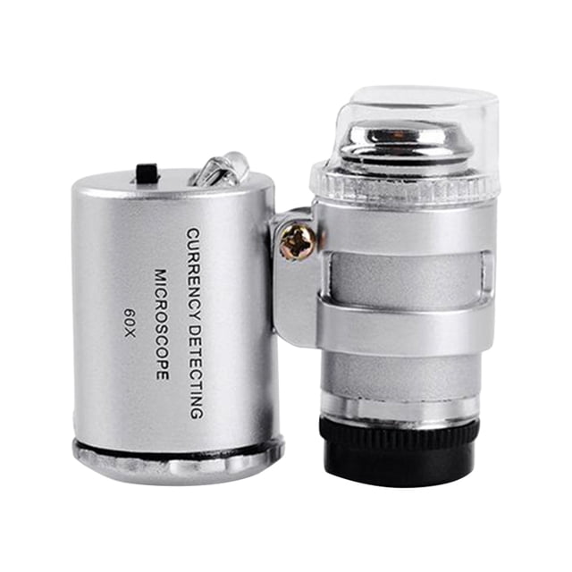 Mini 60X LED UV Light Pocket Microscope Jewelery Currency Detecting ...