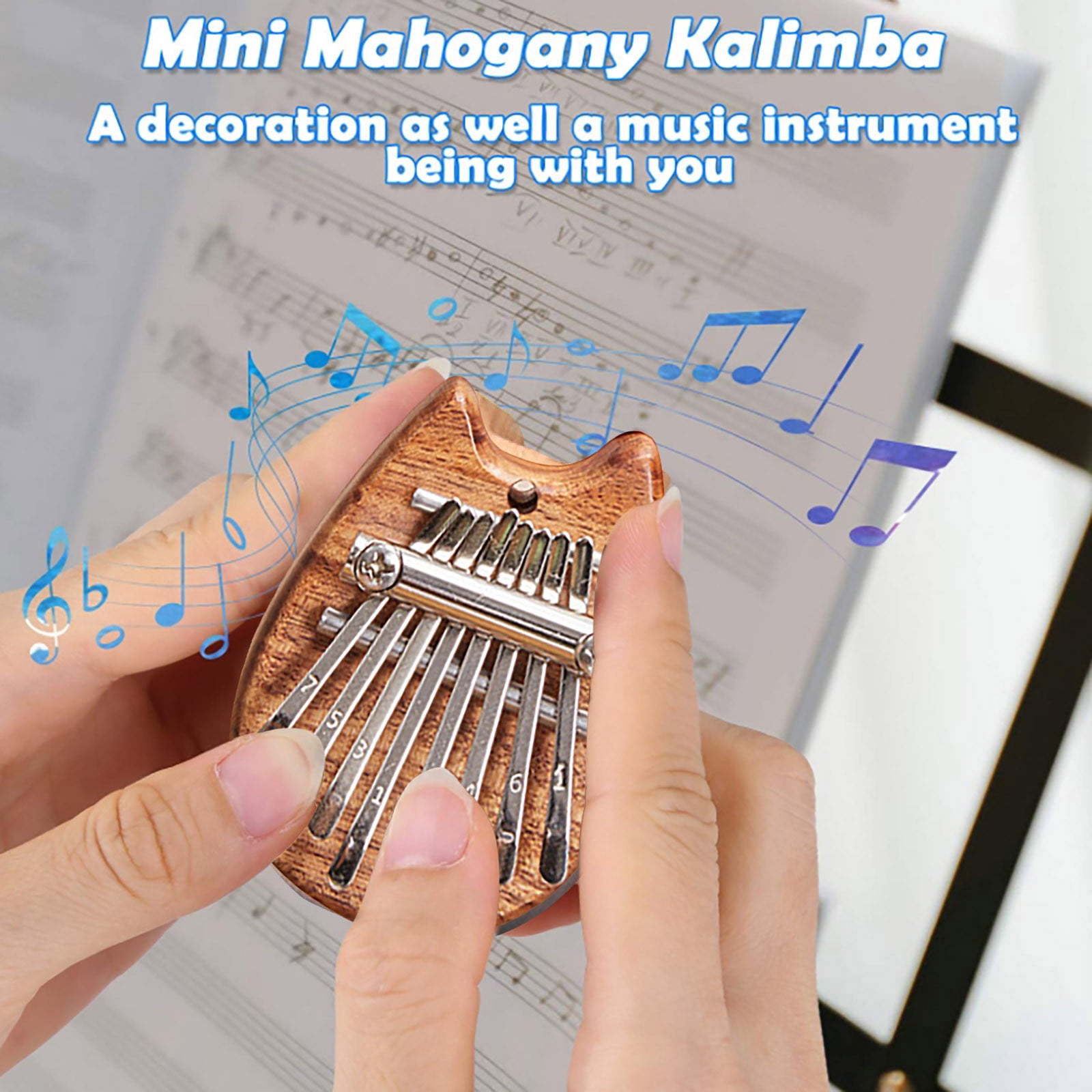 Mini 8 Keys Super Mini Wooden Kalimba Thumb Piano, Magic-Clear Finger ...