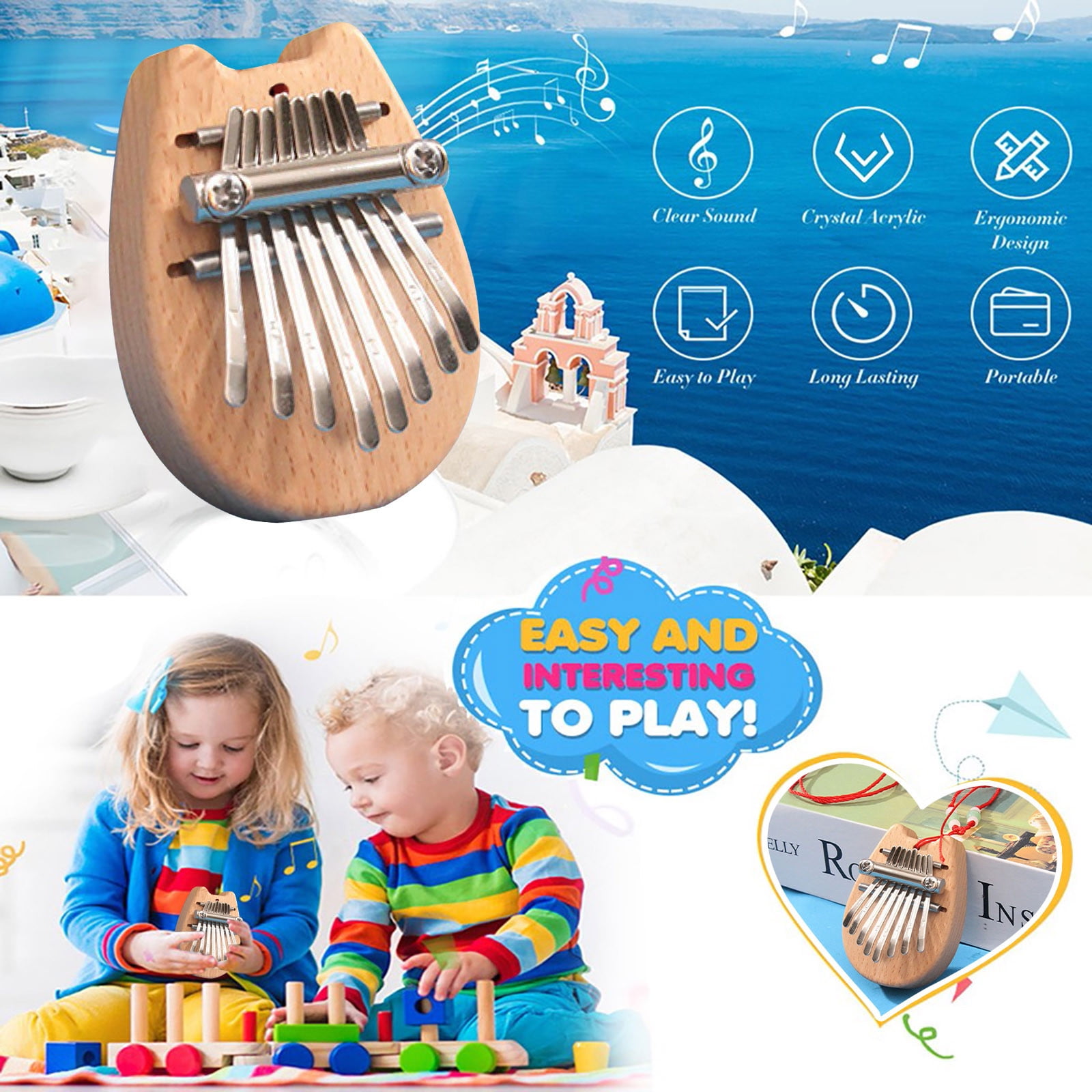 Mini 8-key Super Mini Thumb Piano, Magics Wooden Finger Piano, With ...